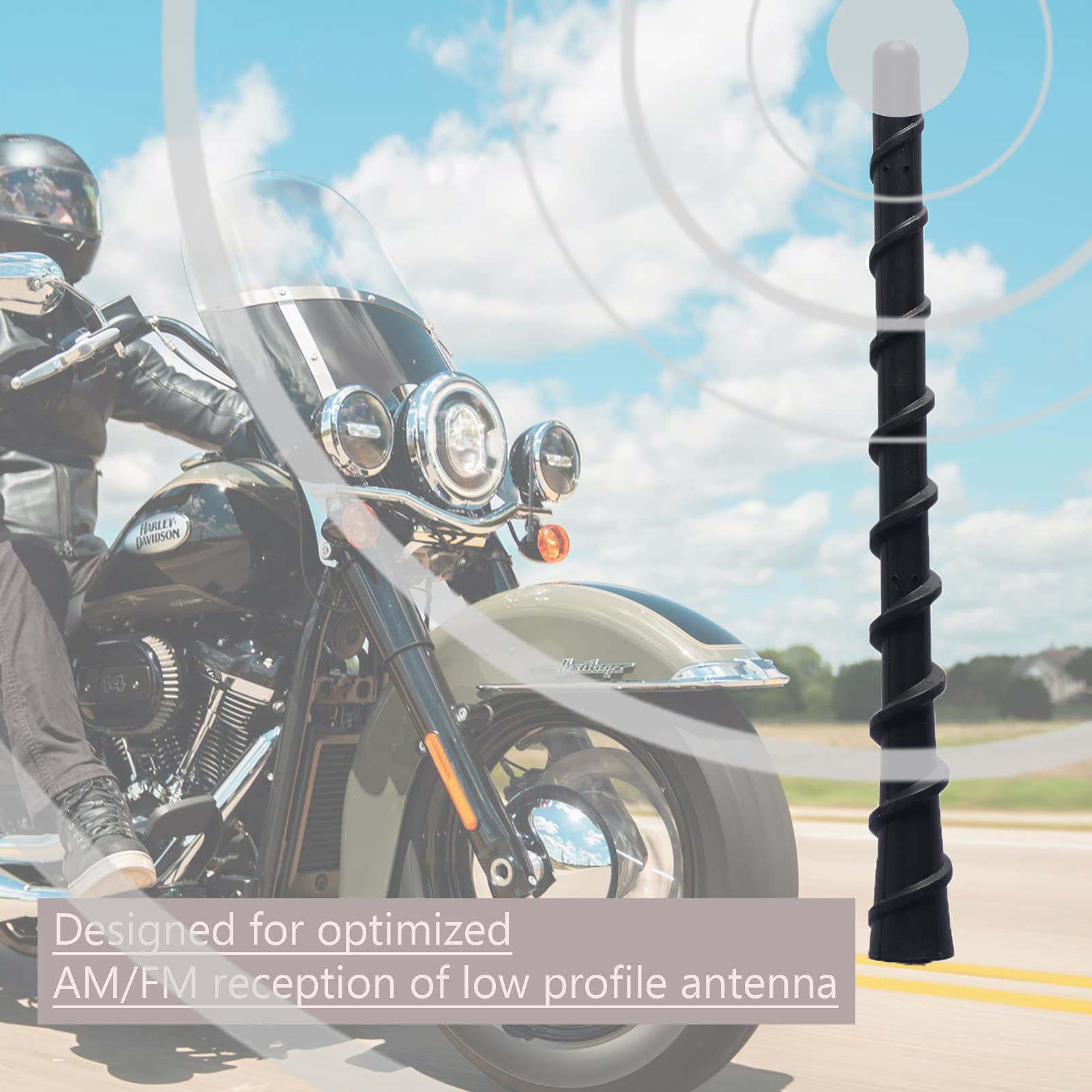 GetUSCart- Jamscar Short Motorcycle Antenna Compatible for Harley ...