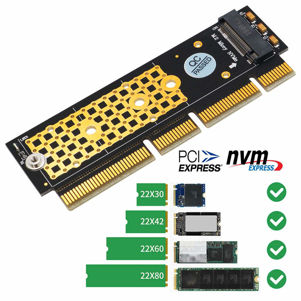 GetUSCart- M.2 NGFF NVMe SSD to PCIE 3.0 X16/X8/X4 Adapter with heatsink for 1U/2U Server and ...