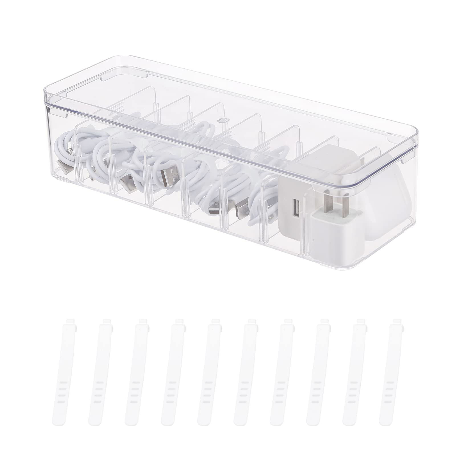GetUSCart- Yesesion Clear Plastic Cable Organizer Box with Adjustment ...