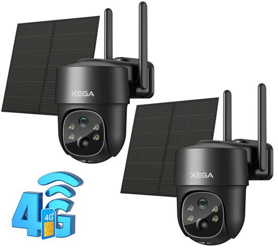 GetUSCart- Xega 4G LTE Cellular Security Camera Solar【2 Pack】 with SIM ...