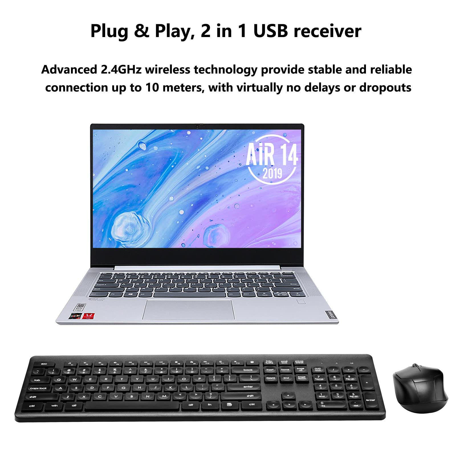 Getuscart Wireless Keyboard And Mouse Combo 2 4g Full Size External Cordless Keyboard Mouse Set