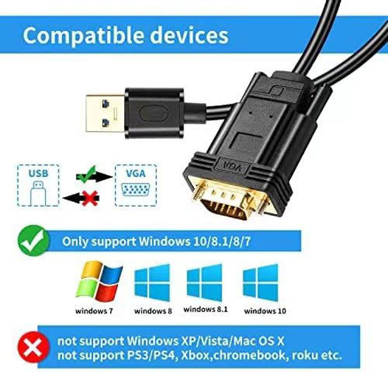 GetUSCart- Herfair USB to VGA Adapter Cable, 1080P@60Hz USB 3.0 to ...