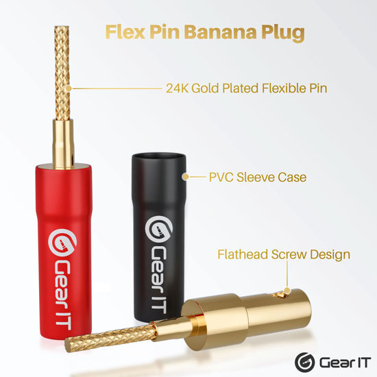 GetUSCart- GearIT Flex Pin Banana Plugs for Speaker Wire (6 Pairs, 12 ...