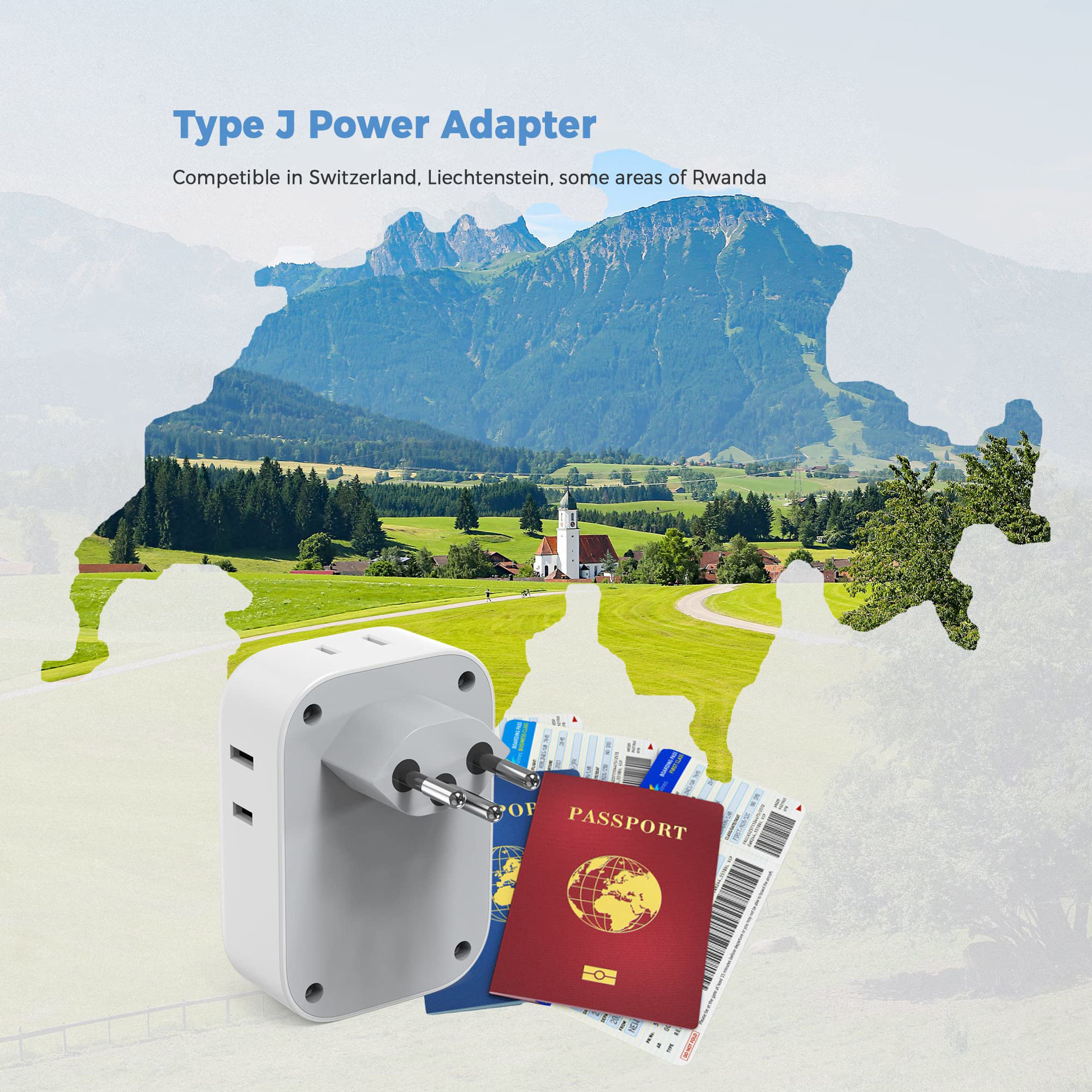 GetUSCart- TESSAN Switzerland Power Adapter, Swiss Travel Adaptor with ...