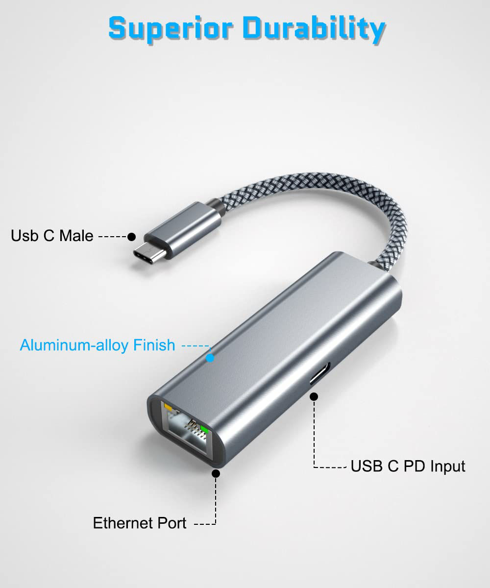 GetUSCart- USB-C Gigabit Ethernet Adapter with Charging Port ...