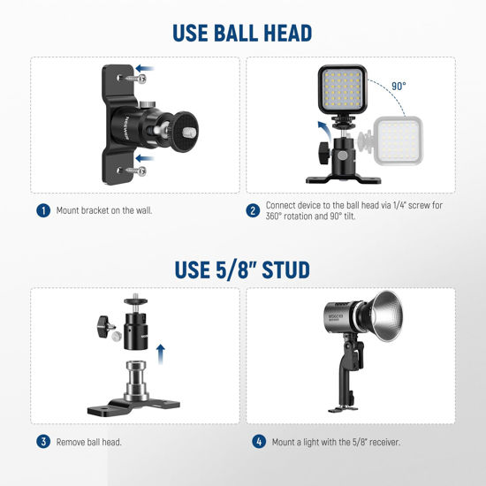 GetUSCart- NEEWER 2 Pack T Type Wall Ceiling Mount, Ring Light Wall ...