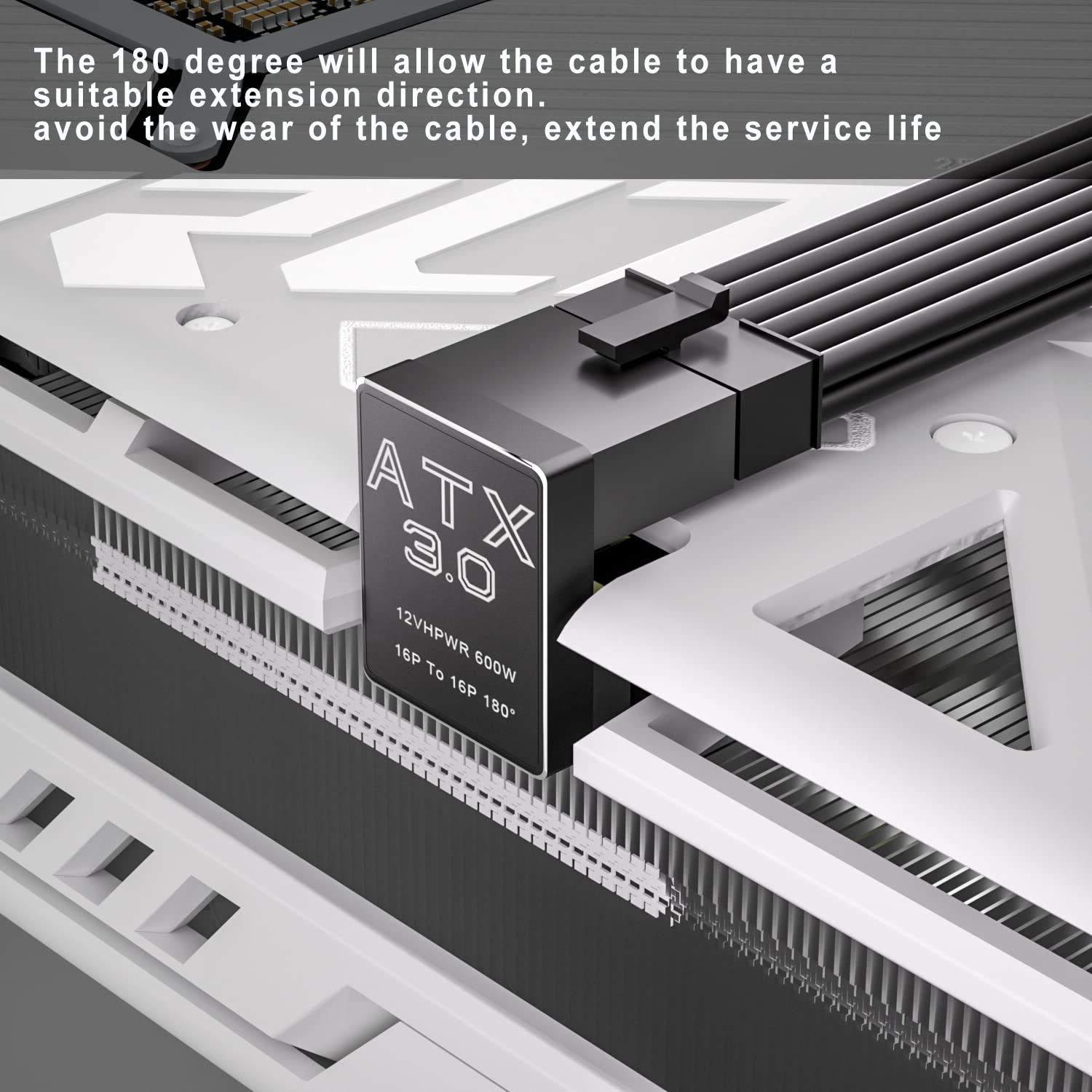 GetUSCart- 12VHPWR 180 Degree Angled Adapter: Aluminum ATX 3.0 16 Pin ...