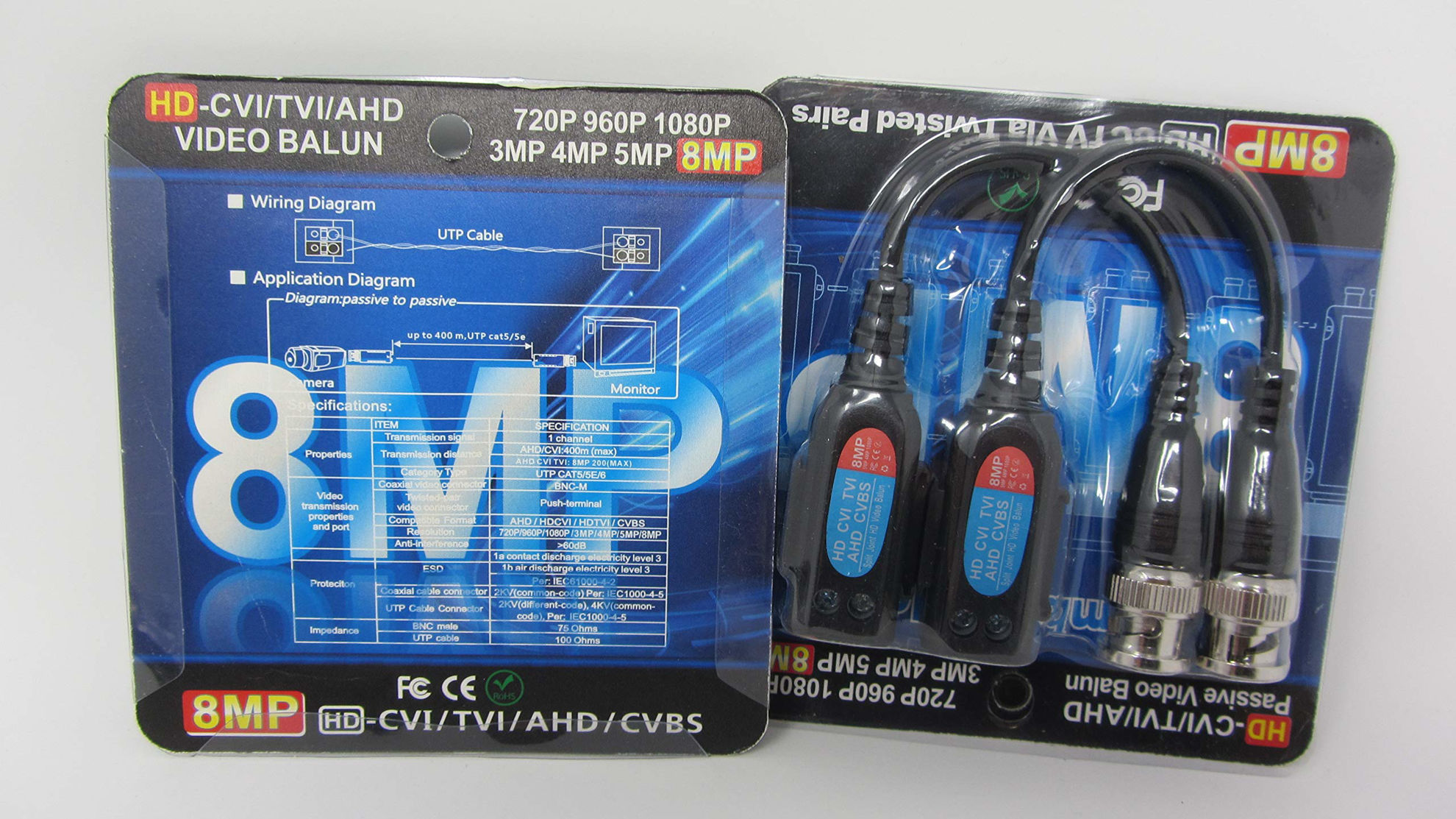 GetUSCart- (12) Pieces of 1 Channel Passive CCTV Camera BNC Video Balun Transceiver for Security ...