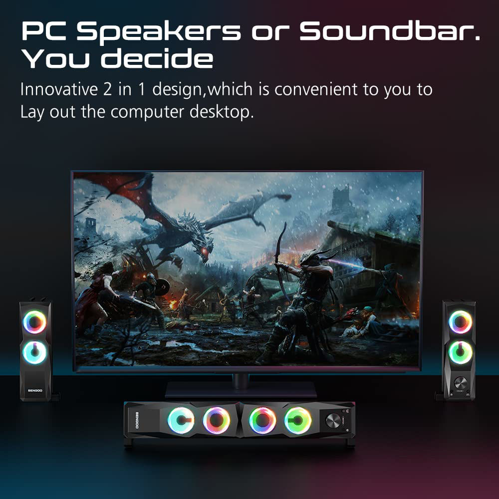 GetUSCart- BENGOO GS01 Computer Speakers, Maneuverable SoundBar, Gaming ...