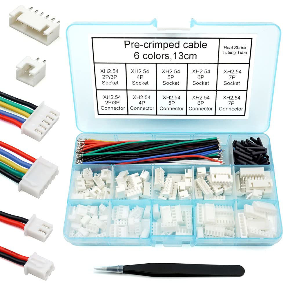 GetUSCart- 2.54mm XH Connector Socket Kit With pre-crimped cable wire 2/3/4/5/6/7 Pin Housing ...