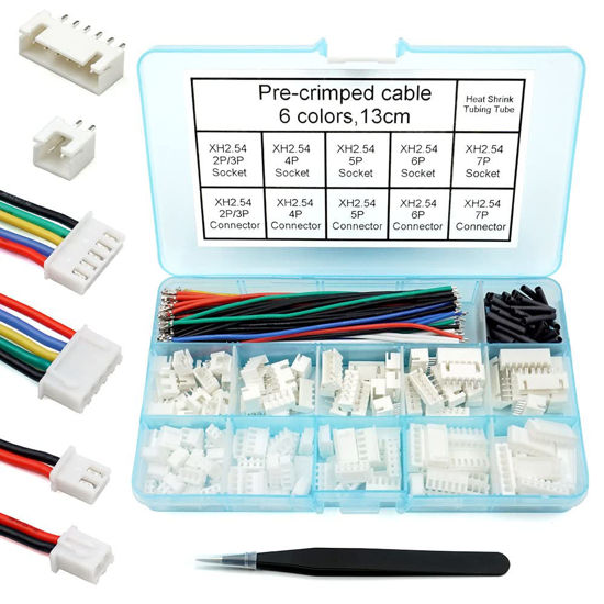 GetUSCart- 2.54mm XH Connector Socket Kit With pre-crimped cable wire 2/3/4/5/6/7 Pin Housing ...