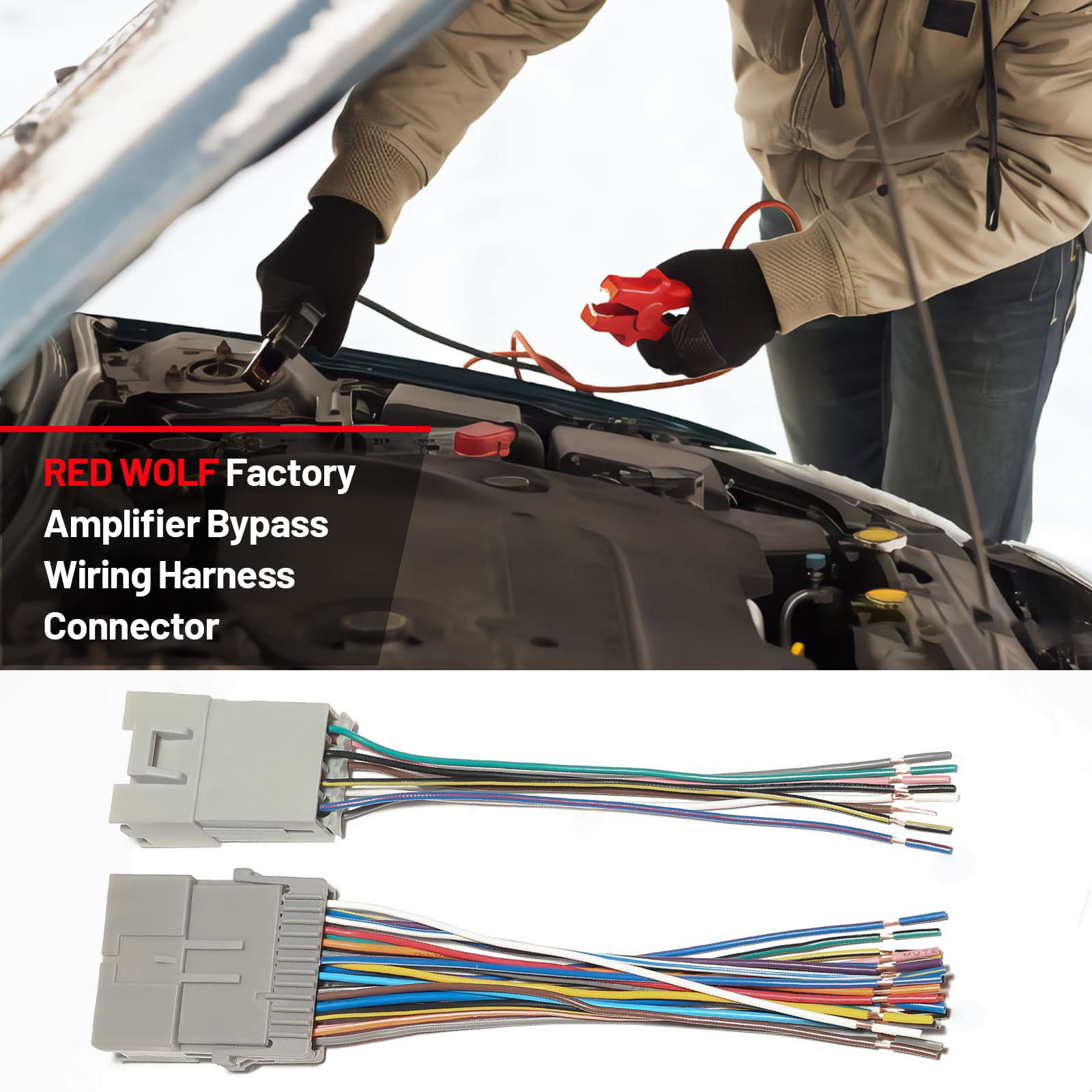 GetUSCart- RED WOLF Factory Amplifier Bypass Wiring Harness Connector ...