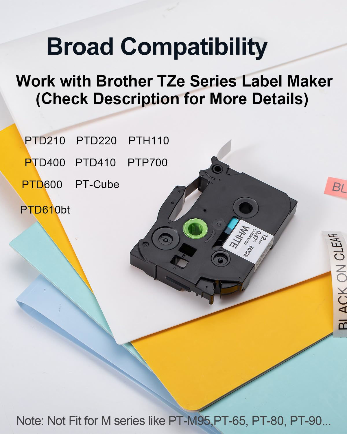 GetUSCart- 12mm 0.47 Laminated White Tape Replace for Brother P-Touch ...