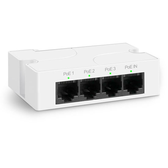 GetUSCart- YuanLey 4 Port PoE Extender with 3 PoE Out, IEEE 802.3af/at Mini 4 Channel PoE ...