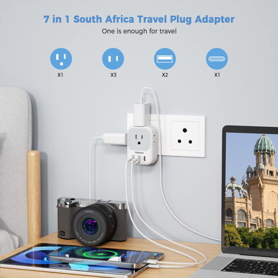 GetUSCart- TESSAN South Africa Power Adapter, Type M Plug Adaptor with ...