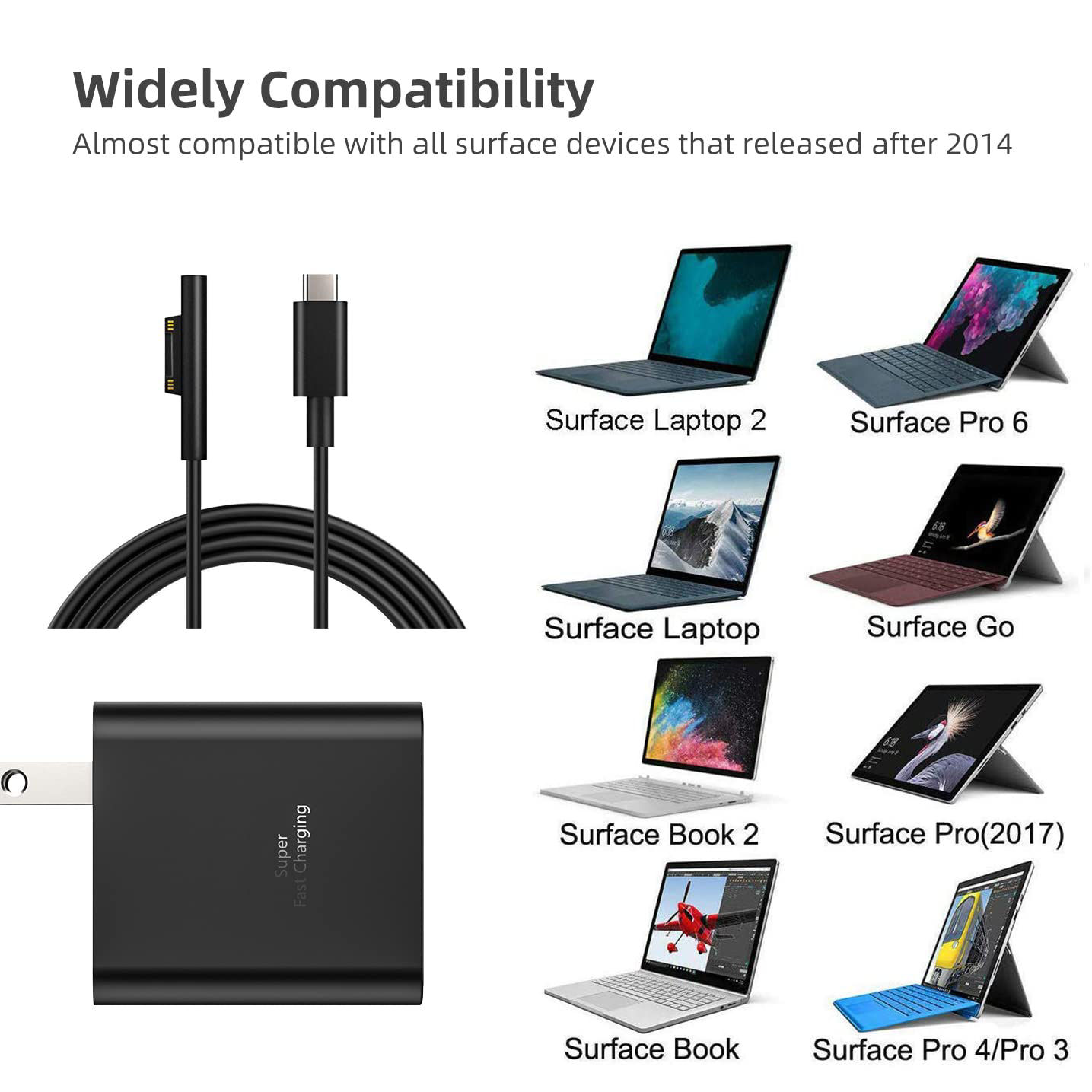 GetUSCart- 45W USB C Charger for Microsoft Surface Pro, Sisyphy Super ...