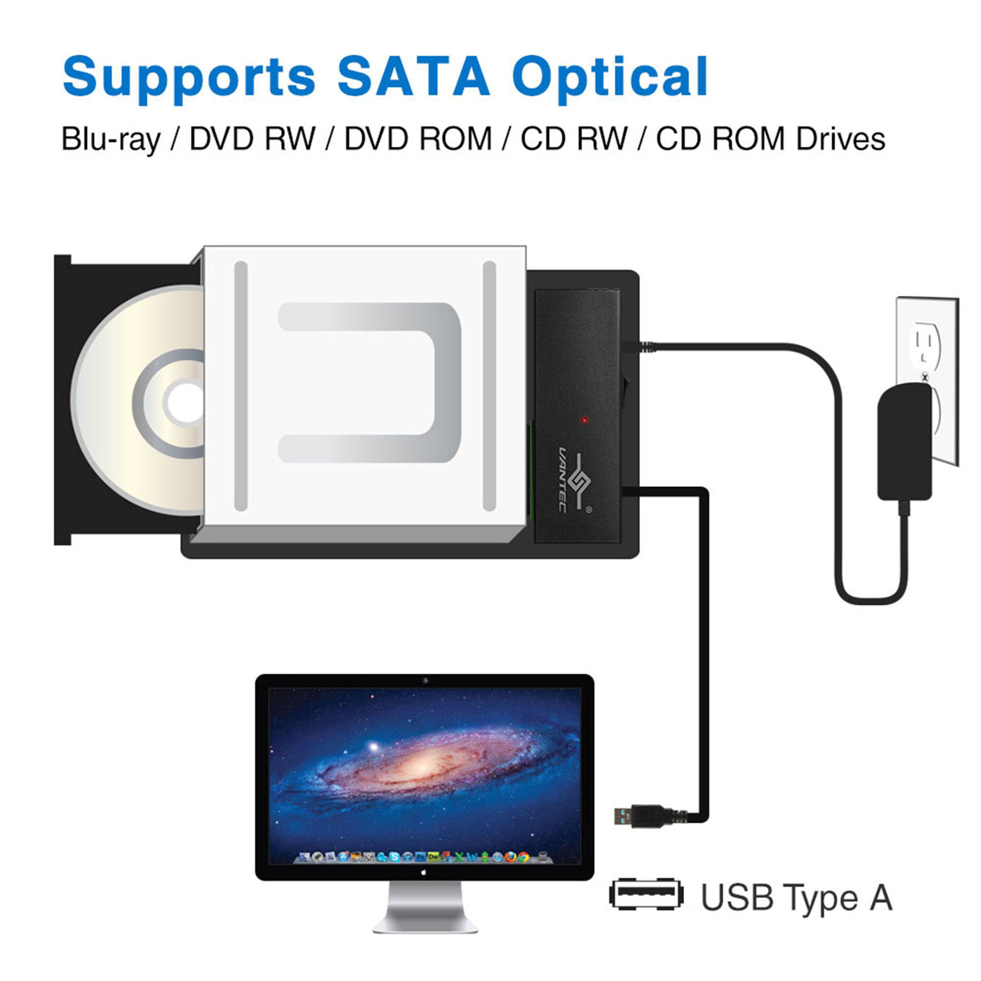 GetUSCart- Vantec CB-ST00U3 NexStar USB 3.0 to SATA 6Gbps Optical ...