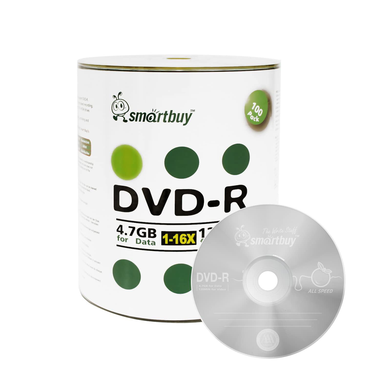 GetUSCart- Smartbuy 4.7gb/120min 16x DVD-R Logo Top Blank Data Video ...