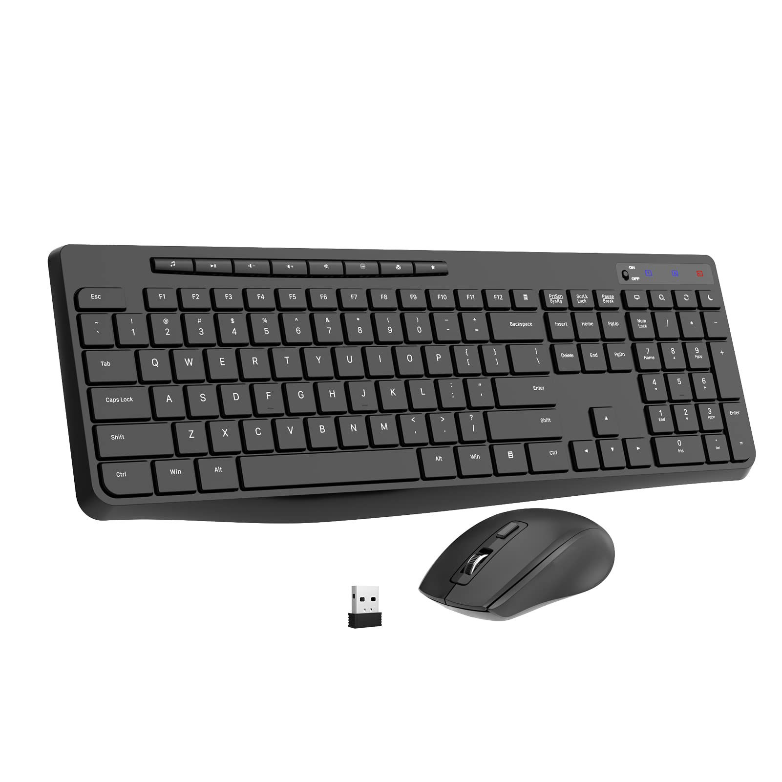 Getuscart Wireless Keyboard And Mouse Combo Earlylit 2 4g Full Sized Ergonomic Keyboard Mouse 3