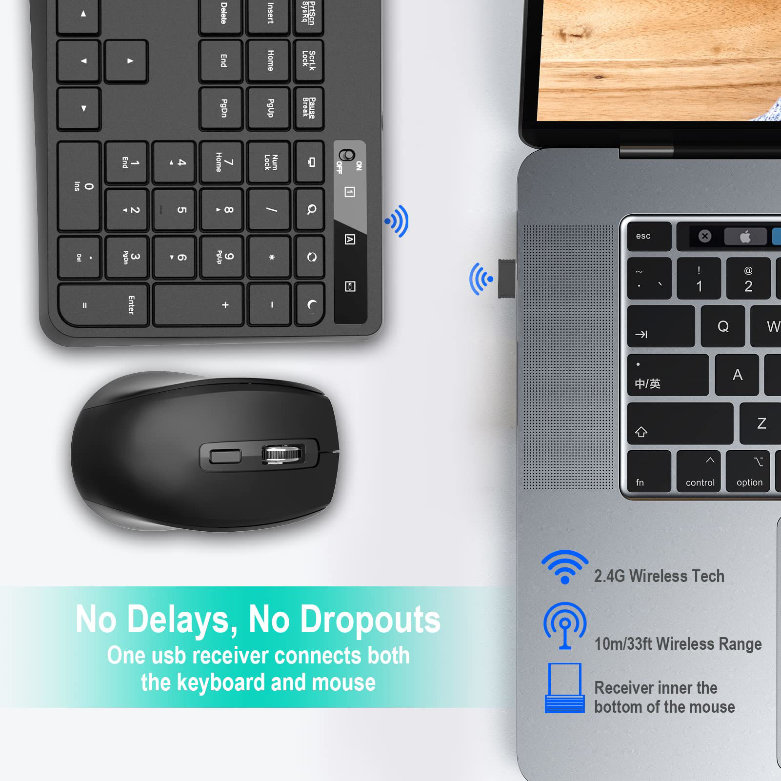 Getuscart Wireless Keyboard And Mouse Combo Earlylit 2 4g Full Sized Ergonomic Keyboard Mouse 3