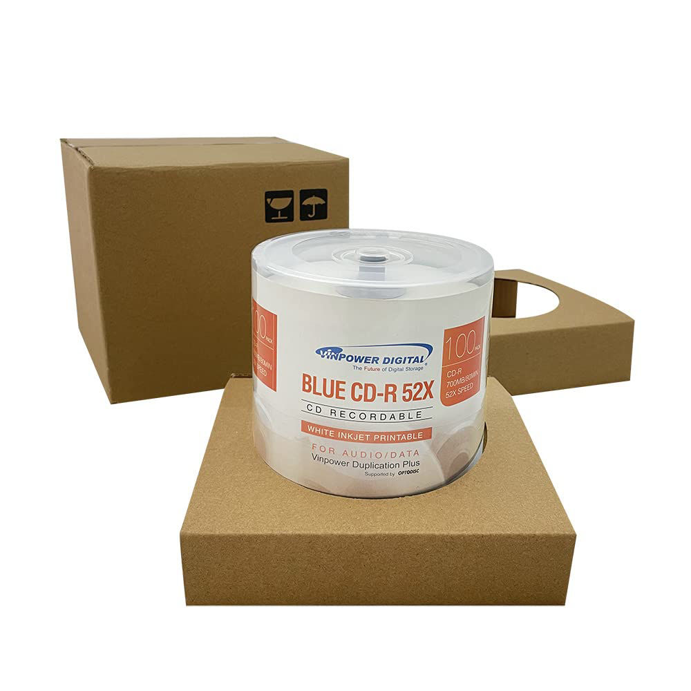 GetUSCart- Vinpower Digital Blue AZO CD-R 700MB 52X White Inkjet Hub ...