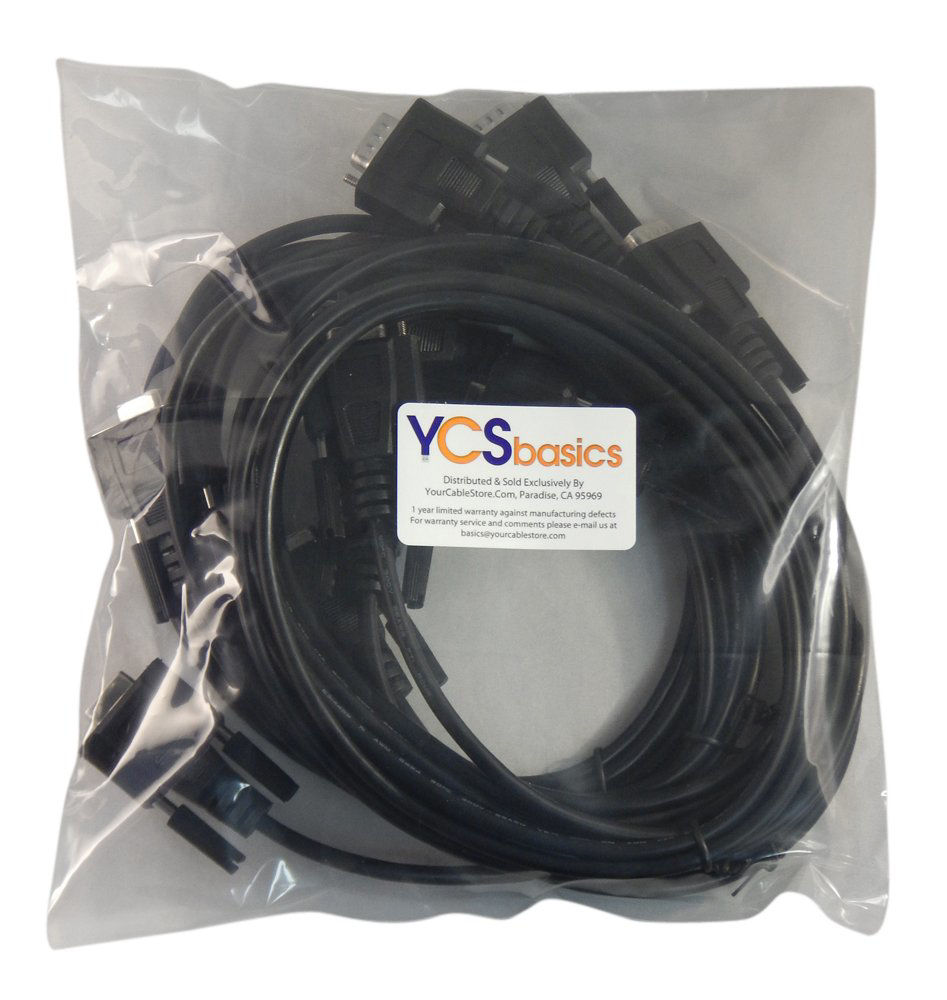 GetUSCart- Five Pack of YCS Basics Black 6 Foot DB9 9 Pin Serial / RS232 Male/Female Extension ...