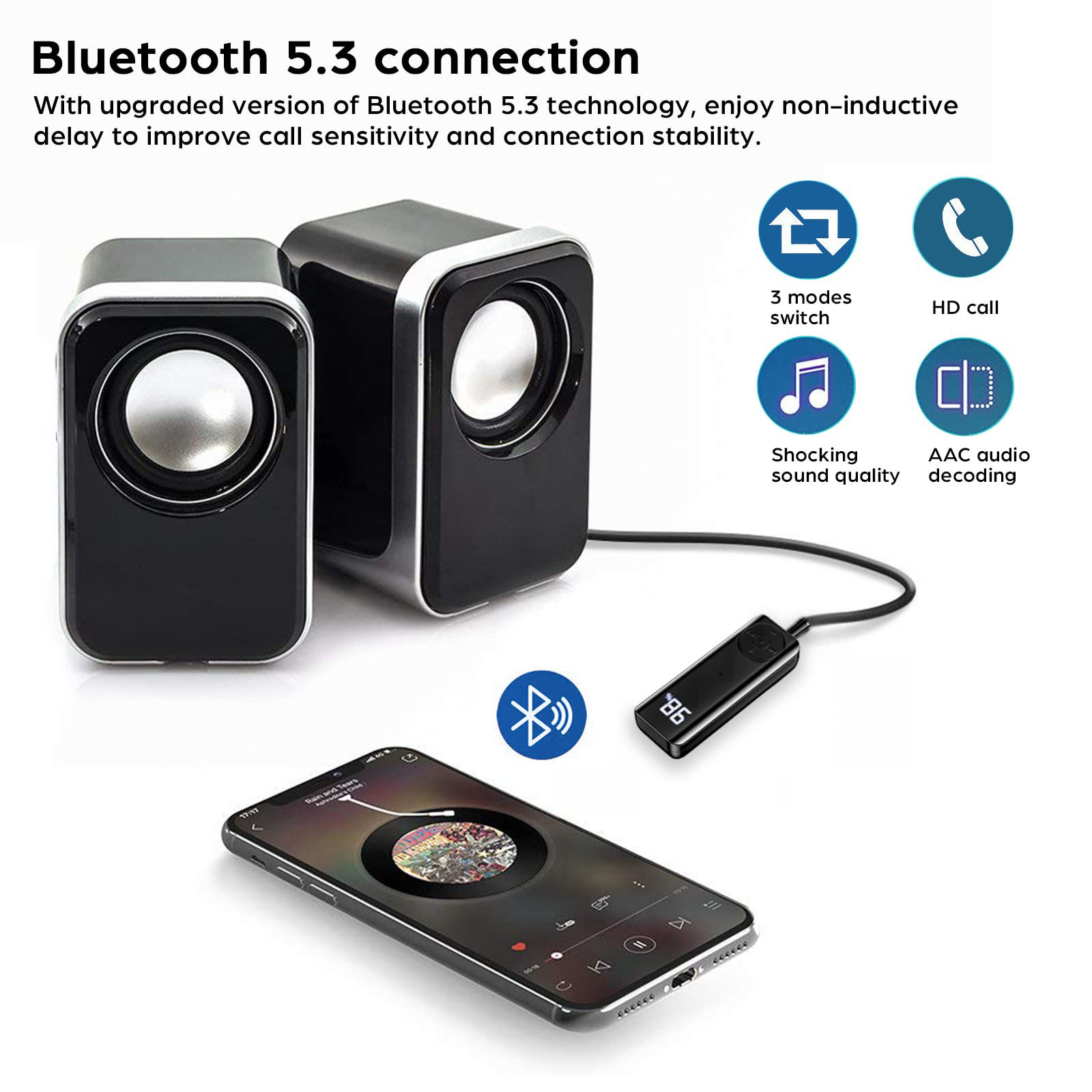 GetUSCart- Bluetooth 5.3 Receiver Earphones Mini Wireless Audio Adapter ...