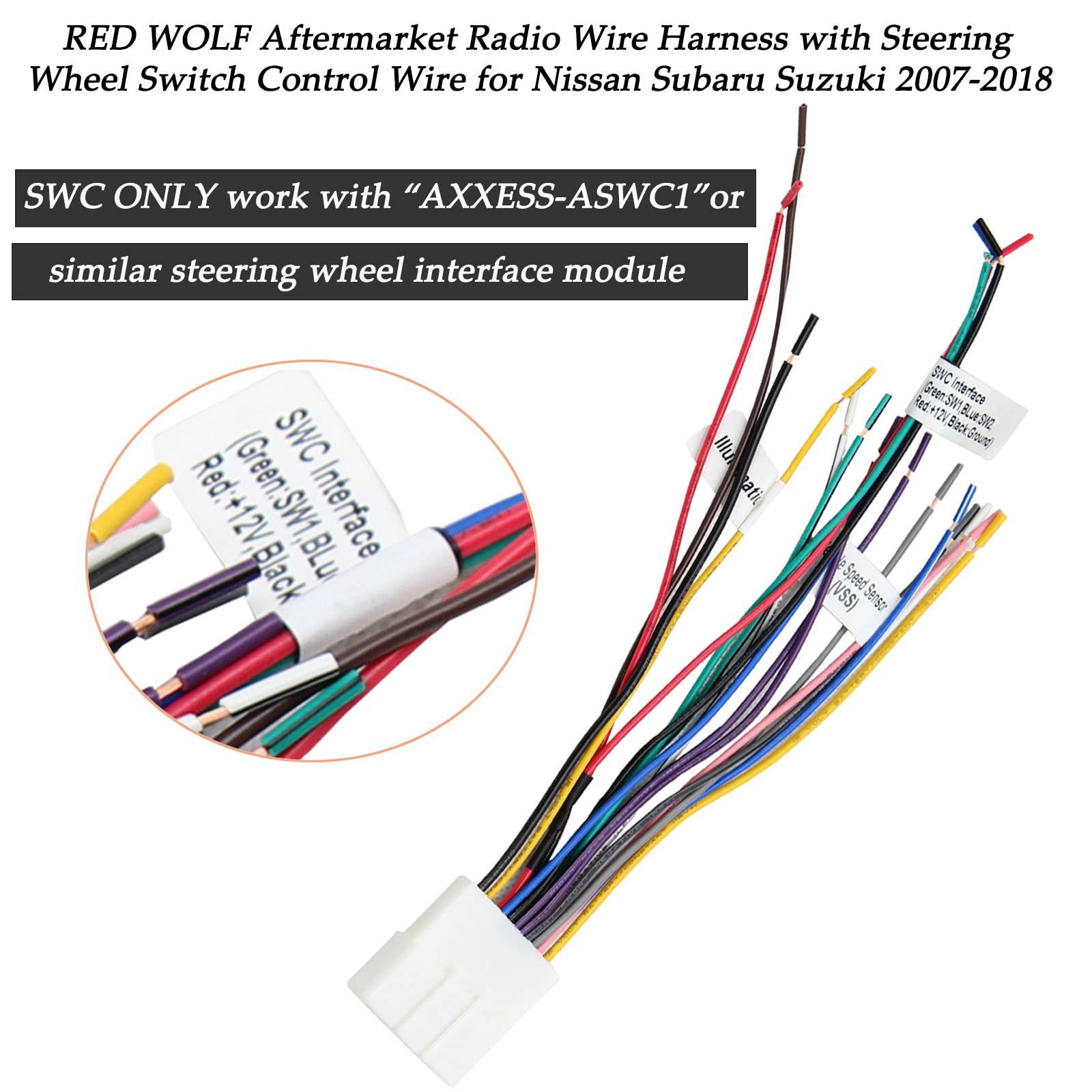 GetUSCart- RED WOLF Replacement for Nissan Suzuki 2007-2018 Radio Wire ...
