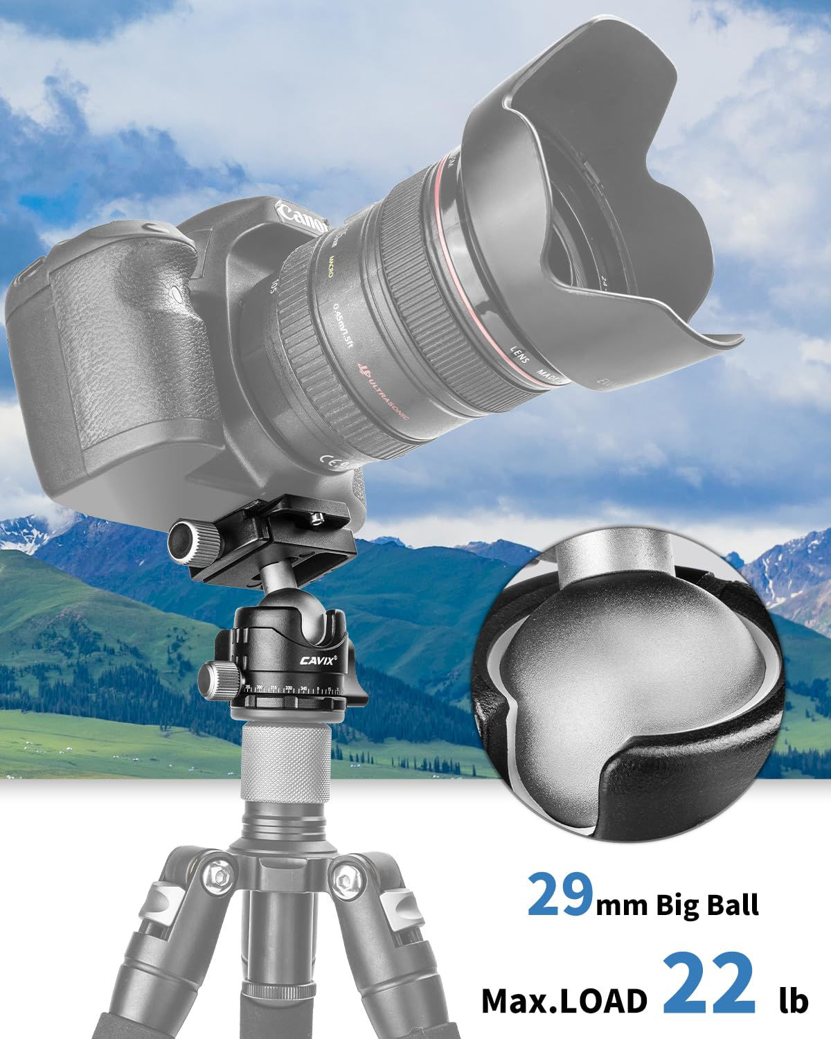 GetUSCart- Low Profile Ball Head, CAVIX H-29S Camera Tripod Head Metal ...