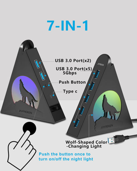 GetUSCart- 7 Port USB Hub, JoyReken USB 3.0 Hub with 2 FT Long Cable ...
