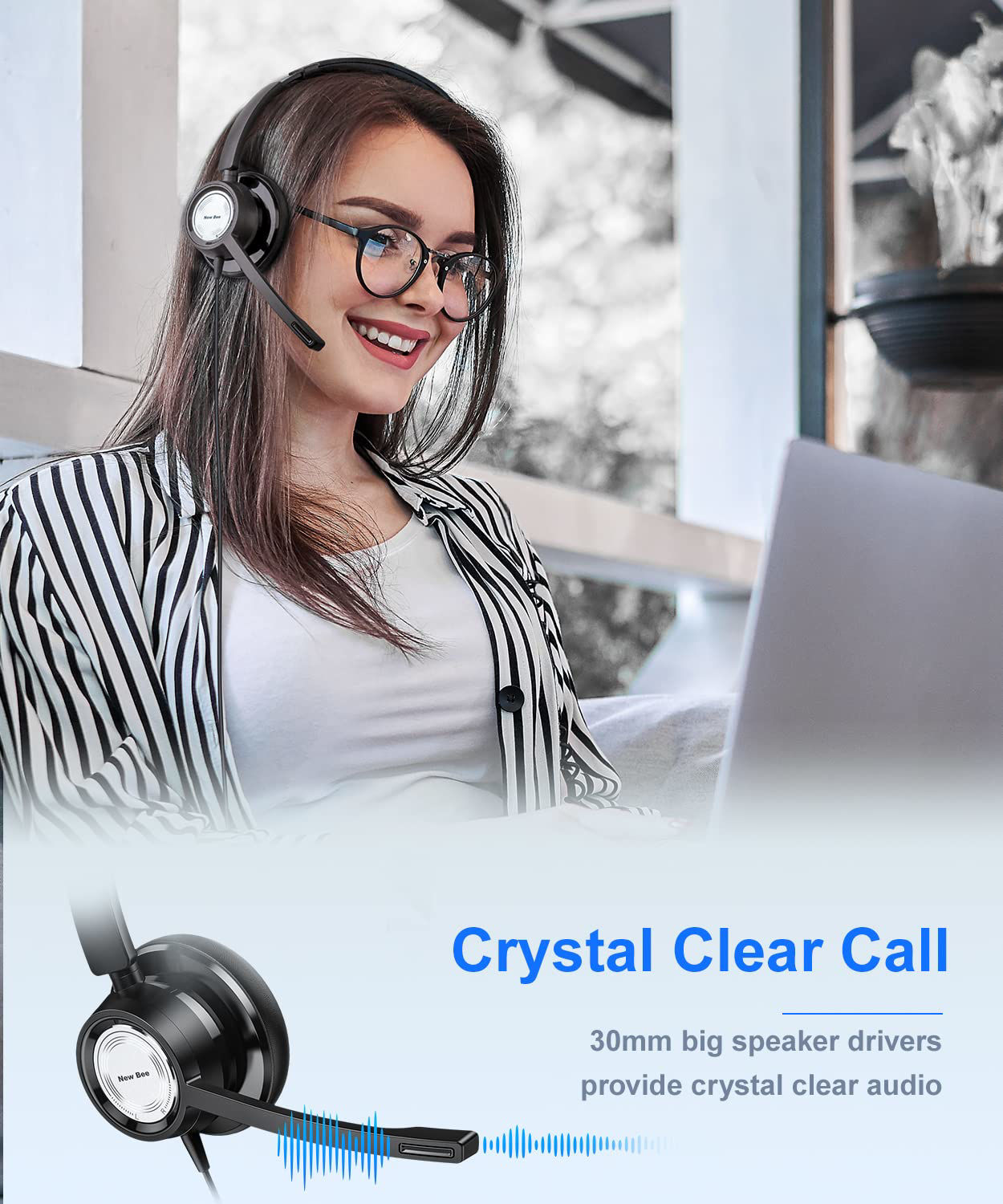 GetUSCart- New bee USB Headset with Microphone for PC Computer Headset ...