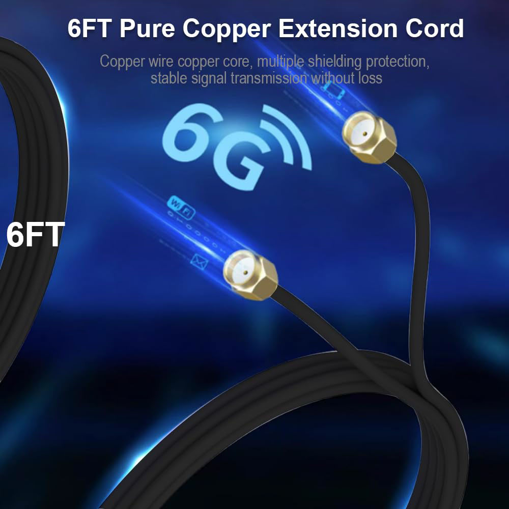 GetUSCart- Gaming WiFi 6 12dBi Antenna External with Tri-Band 6G/5.8G/2 ...