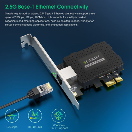 GetUSCart- 2.5GBase-T PCIe Network Adapter, 2500/1000/100Mbps PCI Express Gigabit Ethernet Card ...
