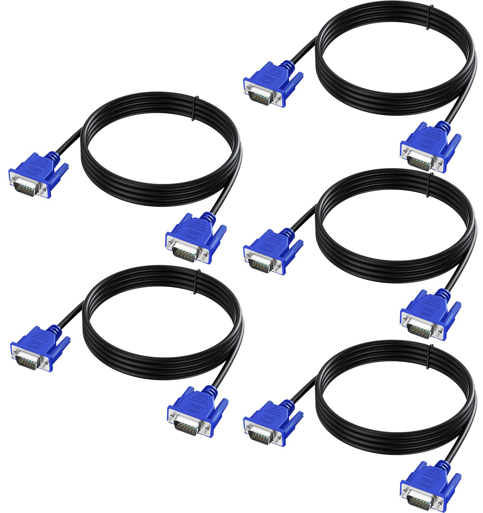 GetUSCart- VGA Cable 5 Feet 5-Pack, Male VGA to VGA Male Monitor ...