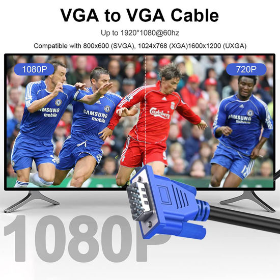 GetUSCart- VGA Cable 5 Feet 5-Pack, Male VGA to VGA Male Monitor ...