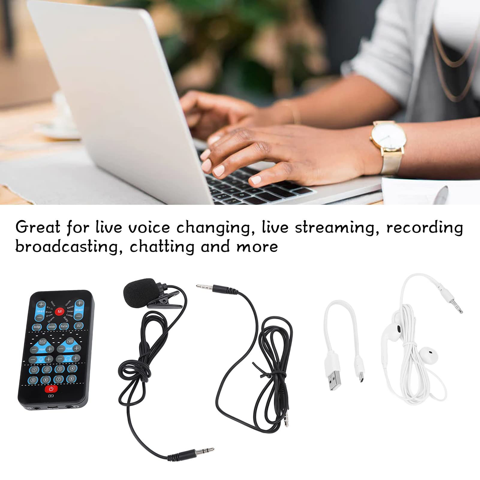 GetUSCart- Portable Live Sound Card,8 Sound Effects External Mini Voice ...