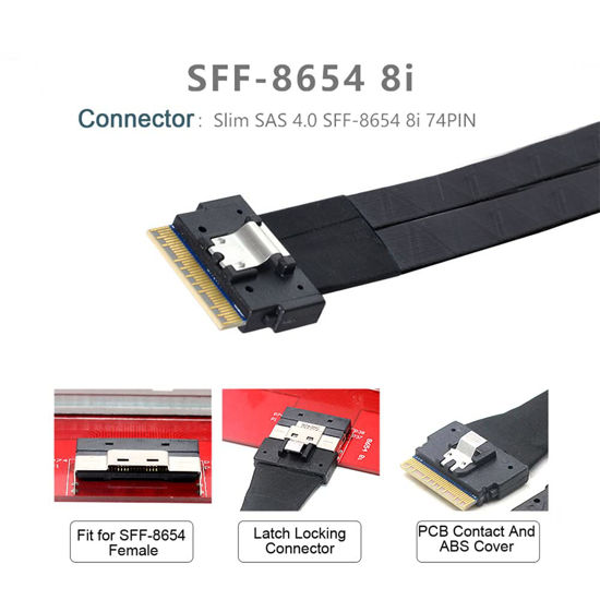 GetUSCart- NFHK PCI-E Ultraport Slimline SAS Slim 4.0 SFF-8654 8i 74pin to Dual SFF-8654 4i ...