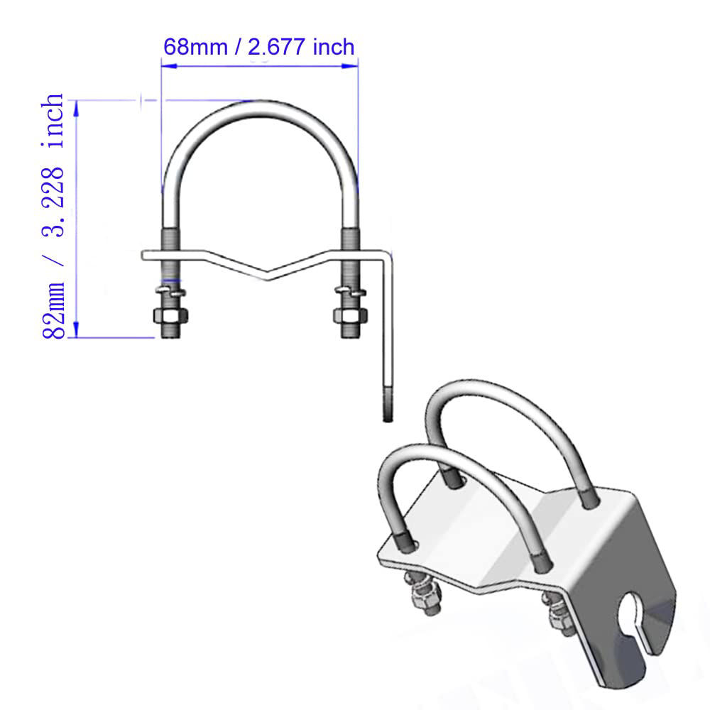 GetUSCart- UngSung Antenna Crossbar Clamp Mount Bracket L Type with U ...