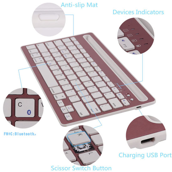 GetUSCart- Bluetooth Keyboard,Multi-Device Rechargeable Wireless ...