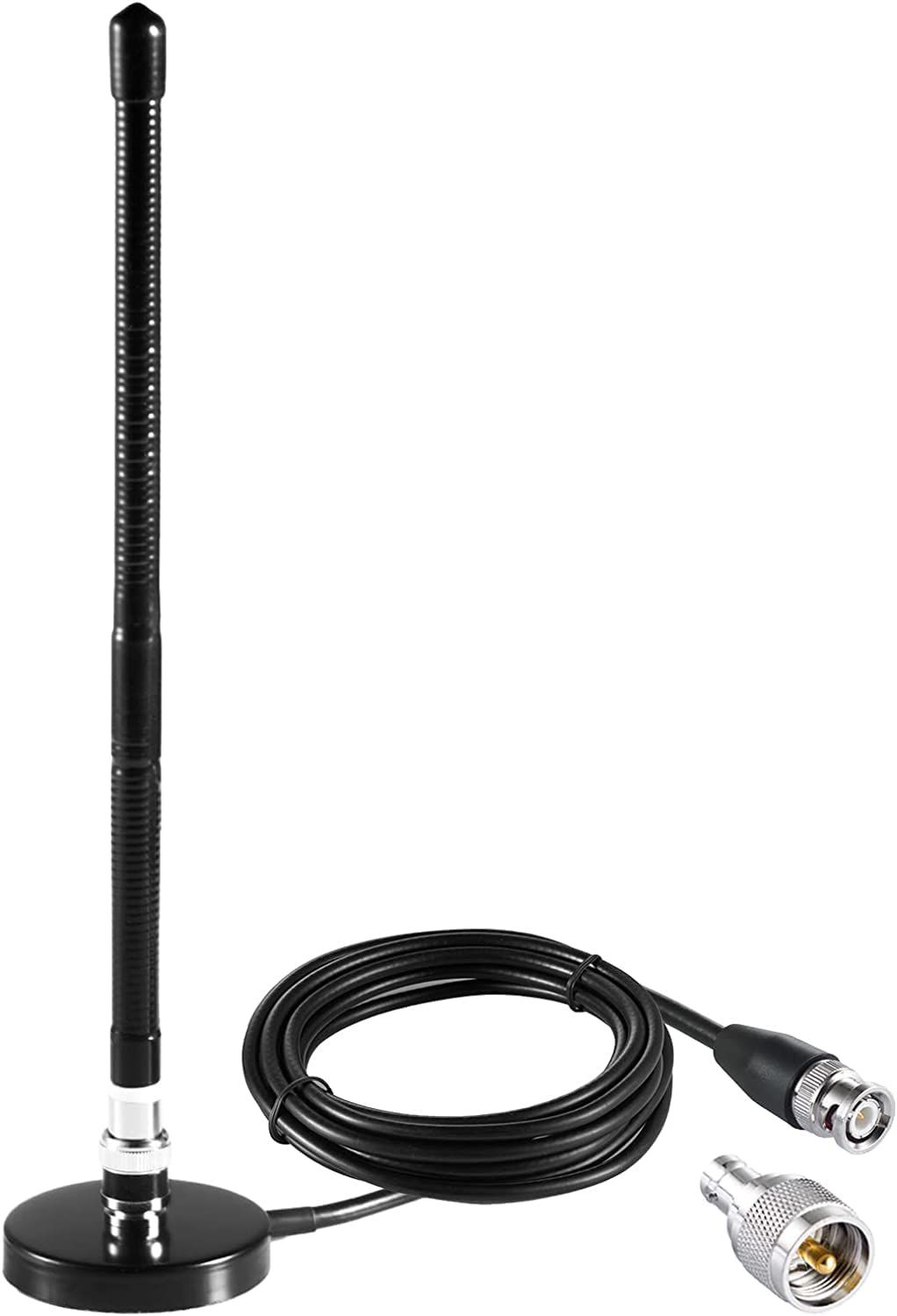 GetUSCart- Long Range 27MHz Soft Whip Magnetic Base CB Radio Antenna with PL-259 BNC Male ...