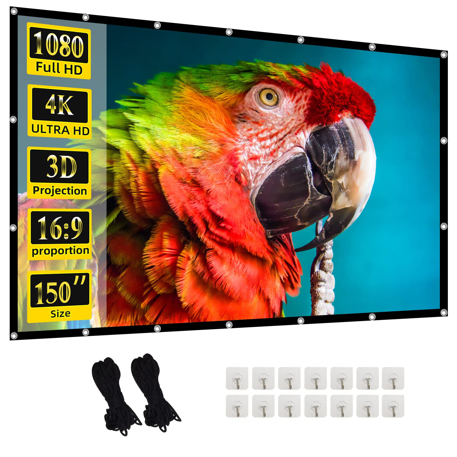 GetUSCart- Projector Screen, 150inch Indoor Outdoor Movie Projection ...