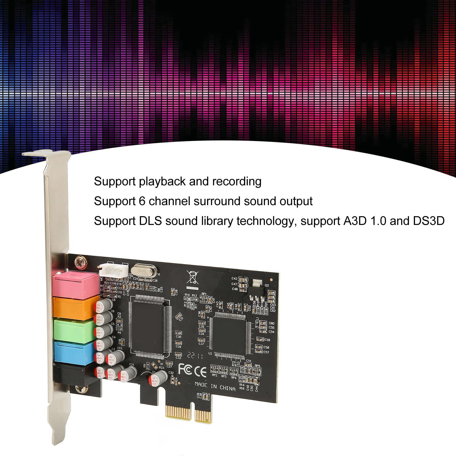 GetUSCart- PCIE 5.1 Sound Card, Multi Channel Sound Chip Supports 6 ...