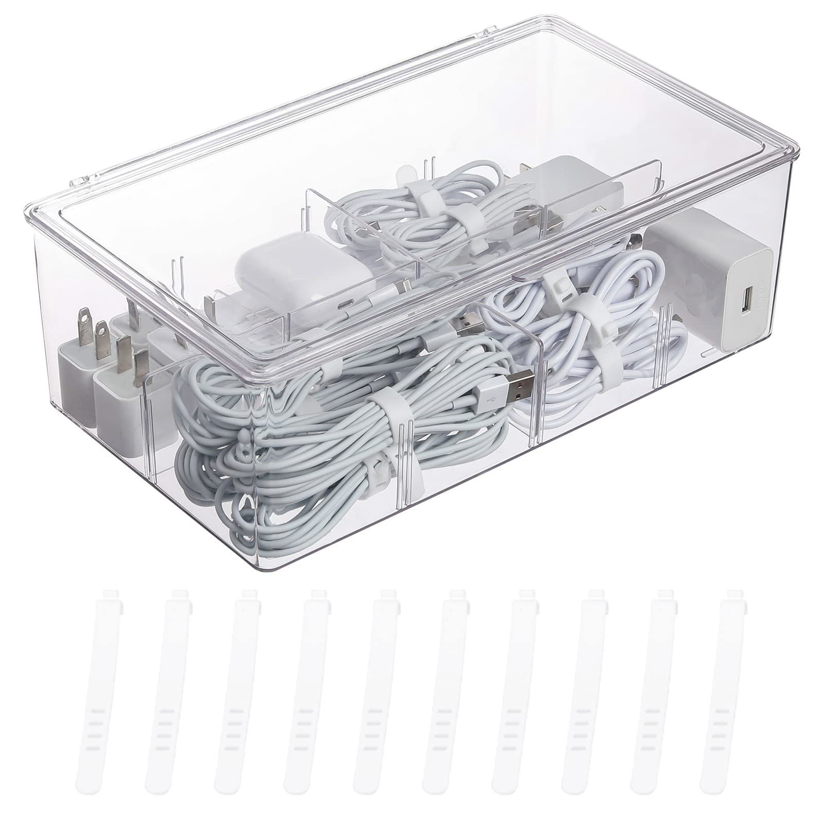GetUSCart- Yesesion Clear Plastic Cord Organizer Box with Adjustment ...