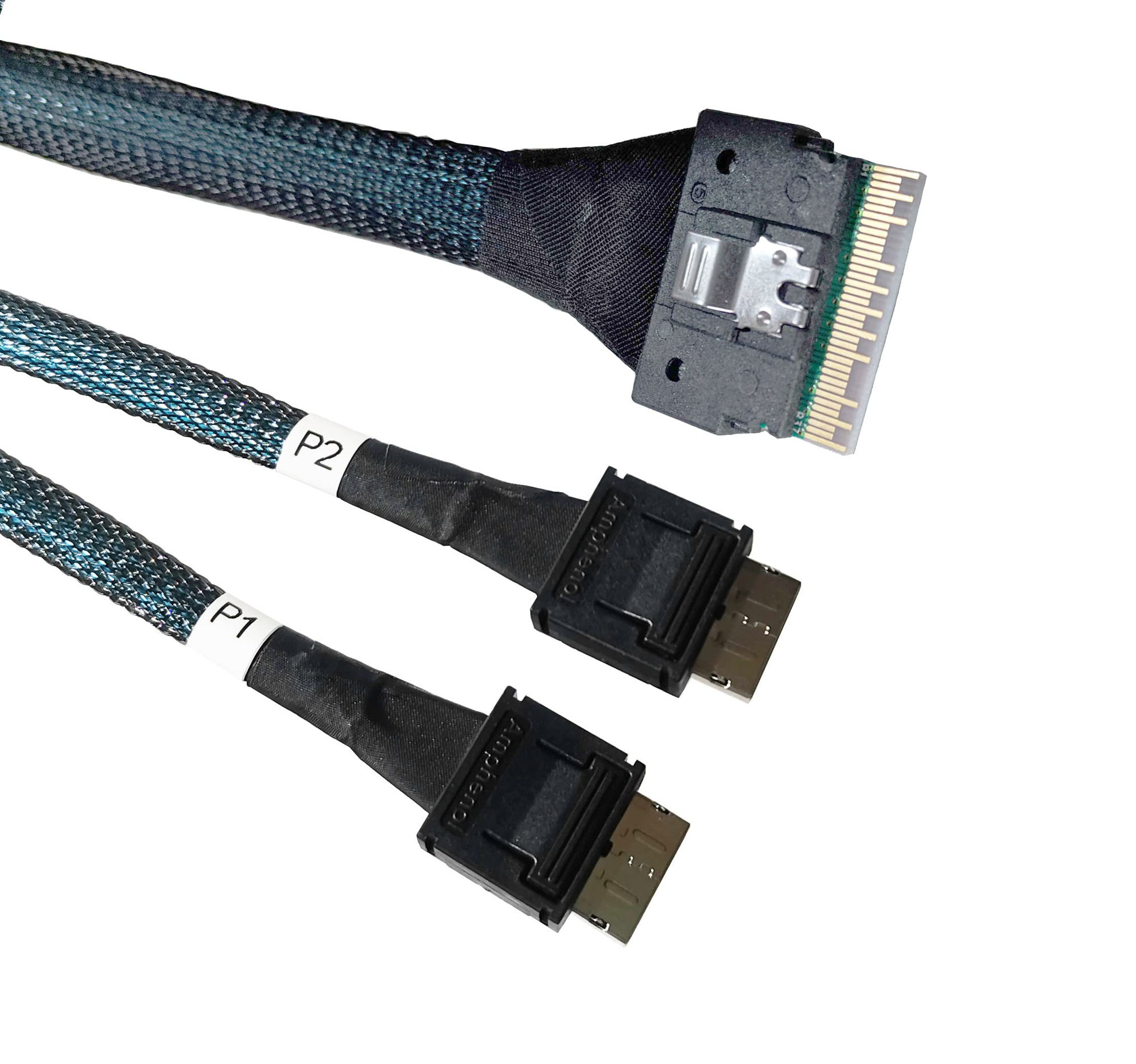 GetUSCart- DiliVing SlimSAS 8X to 2*oCulink 4X,SFF-8654 74Pin to 2*SFF-8611 38Pin Cable 80cm ...