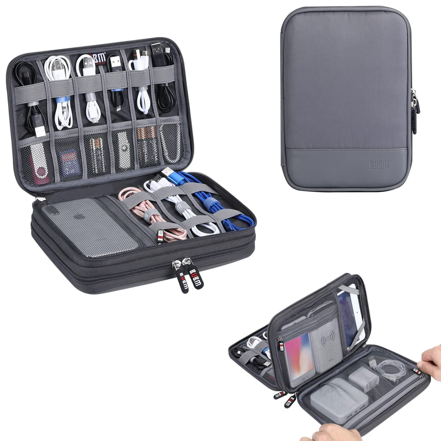 GetUSCart- Electronic Cable Organizer Bag - Portable Travel Double ...