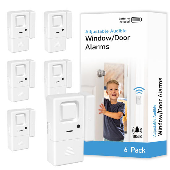GetUSCart- Door Window Alarm - 6 Pack - Adjustable Volume Door Alarm ...