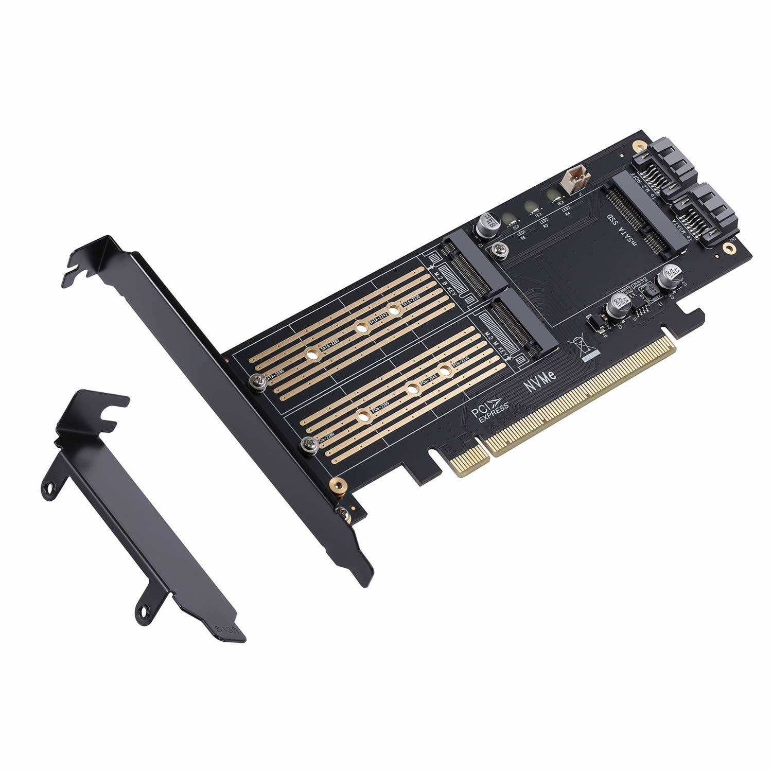 GetUSCart- 3 in 1 M.2 and mSATA SSD Adapter Card for M.2 NVME to PCIE ...