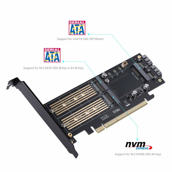 GetUSCart- 3 in 1 M.2 and mSATA SSD Adapter Card for M.2 NVME to PCIE ...