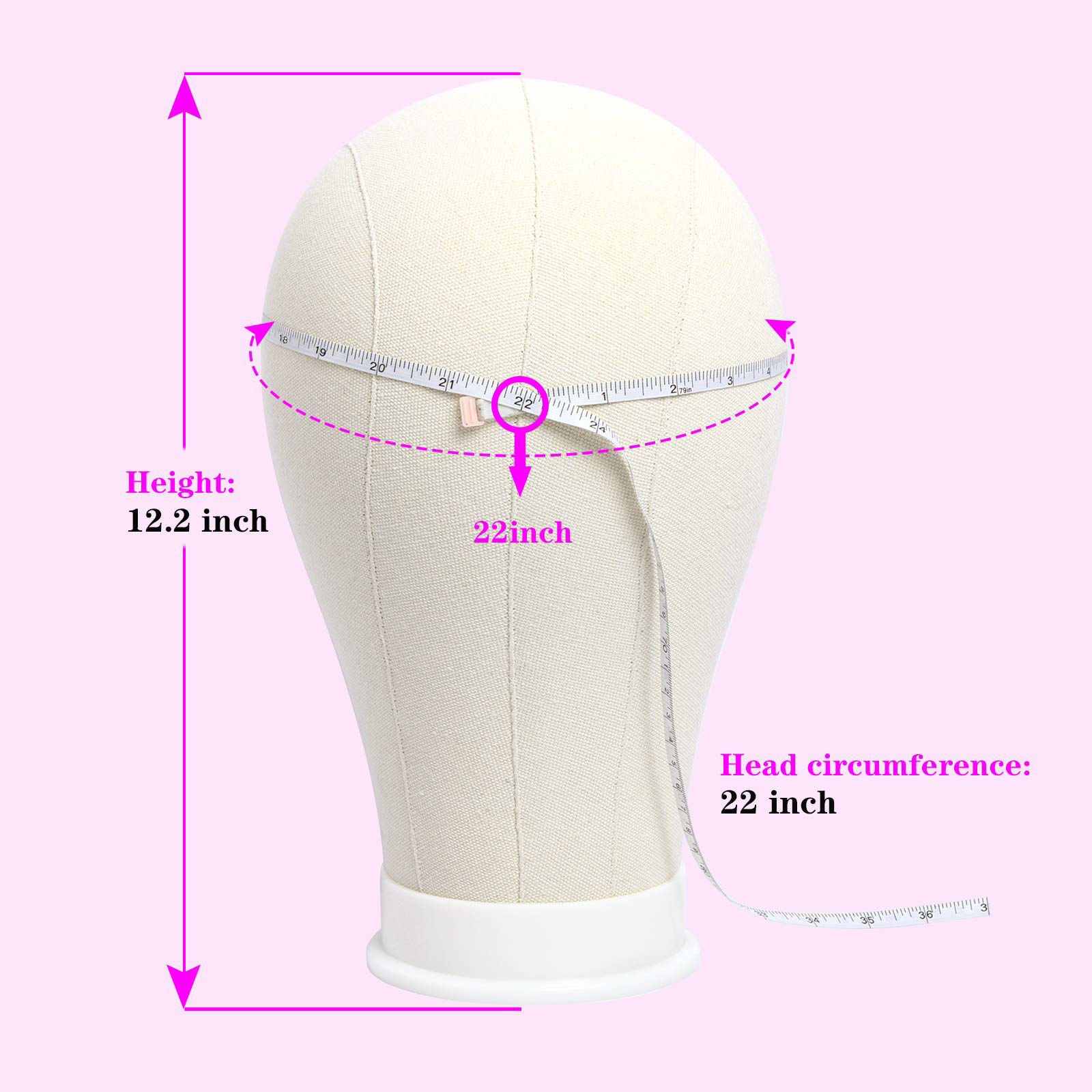 GetUSCart- 22 Inch Canvas Block Head Mannequin Wig Head With Stand for ...