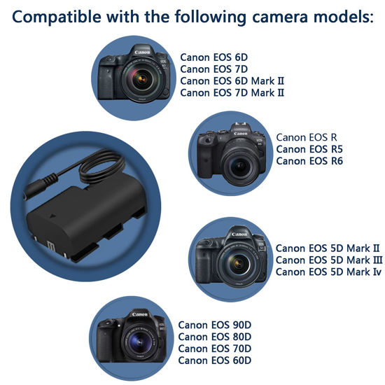 GetUSCart- F1TP DR-E6 DC Coupler LP-E6 Dummy Battery USB-C Kit Replace ...